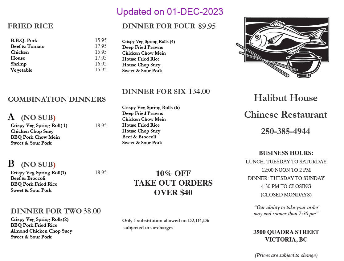Halibut house menu store